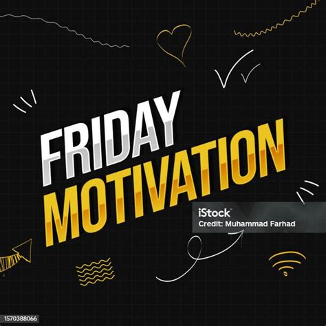 금요일 타이포그래피와 연필 모양이 있는 동기 부여 배너 디자인 금요일에 동기 부여 개념 벽지 디자인 개념에 대한 스톡 벡터 아트 및 기타 이미지 Istock
