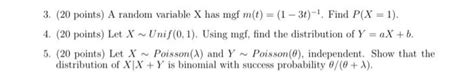 Solved 3 20 Points A Random Variable X Has Mgf