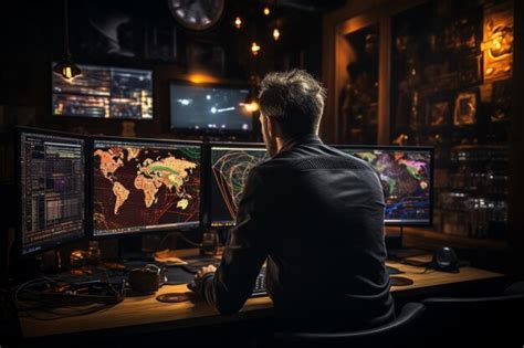 Premium Photo Stock Trader Analyzing Financial Charts On Multiple