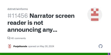 Narrator Screen Reader Is Not Announcing Any Information About