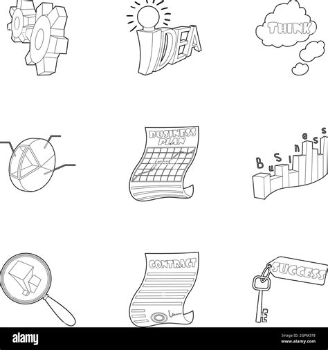 Project Icons Set Outline Style Stock Vector Image And Art Alamy