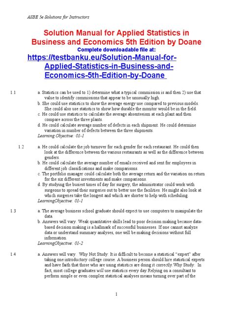 Solution Manual For Applied Statistics I Pdf Statistics Survey Methodology