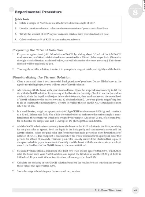 Lab Report Acid Base Titrations Purpose Of The Chegg Com