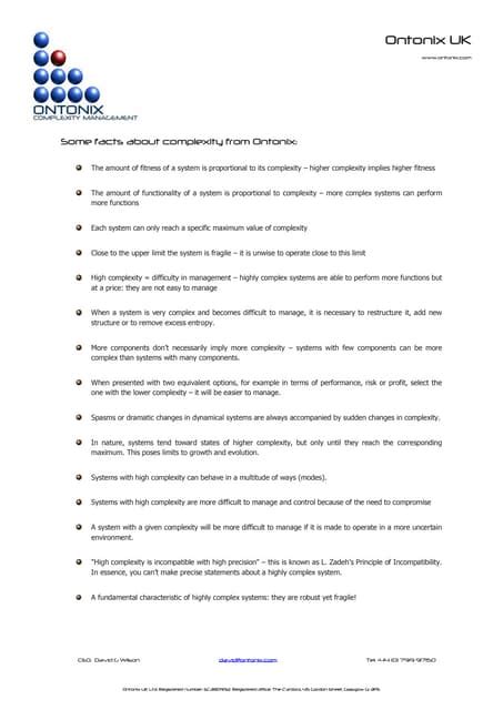 Ontonix Facilitating Resilience Management Docx Technology And Computing