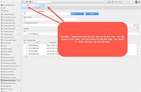 how do i view the table only on startup learn and share ninox