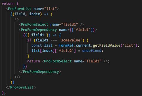 🧐[问题] Proformlist 组件中使用proformdependency 做 Proformselect联动如何清理已经选中的值 · Issue 3756 · Ant Design