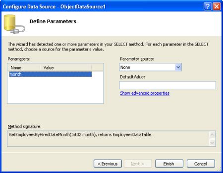 Programmatically Setting The ObjectDataSource S Parameter Values C