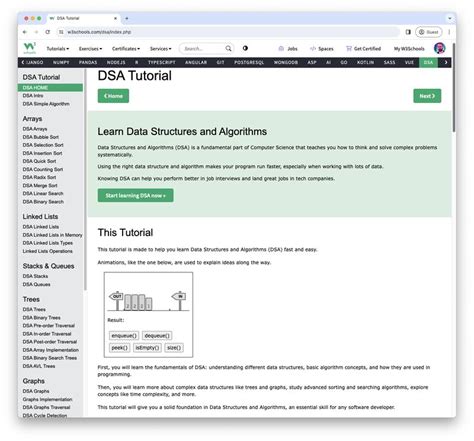 Dsa Datastructuresandalgorithms W3schools Programming Thomas