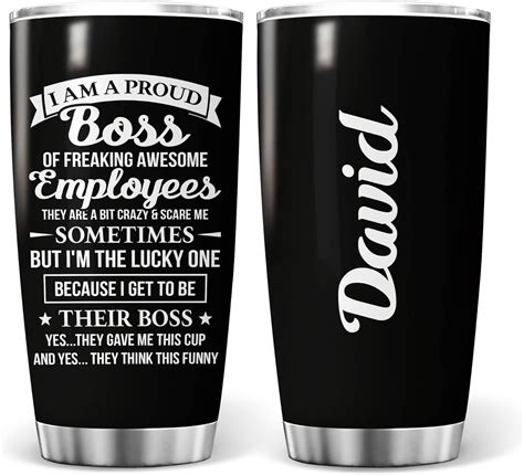 Teement Office Tumbler Cup Personalized Im A Proud Boss Of Awesome Employees