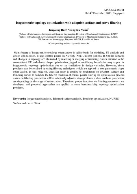 Pdf Isogeometric Topology Optimization With Adaptive Surface And