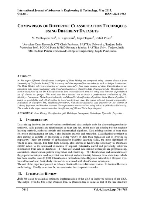 pdf comparison of different classification techniques using different