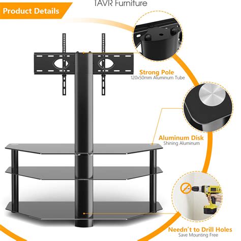 Tavr Furniture Tw1002 3 In 1 Swivel Floor Tv Stand With Mount For 32 65