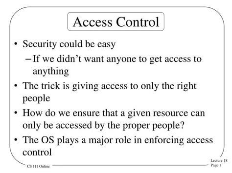 PPT Access Control PowerPoint Presentation Free Download ID