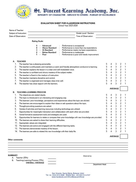 Classroom Observation Tool Pdf Teachers Learning