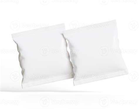 Blank Plastic Snack Bag Mockup White Potato Chips Container 3d