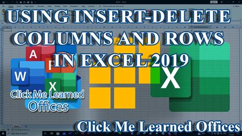 Using Insert Delete Columns And Rows In Excel Clickmelearnedoffices YouTube