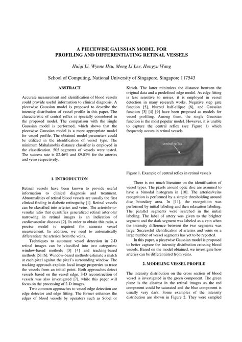 Pdf A Piecewise Gaussian Model For Profiling And Differentiating Retinal Vessels