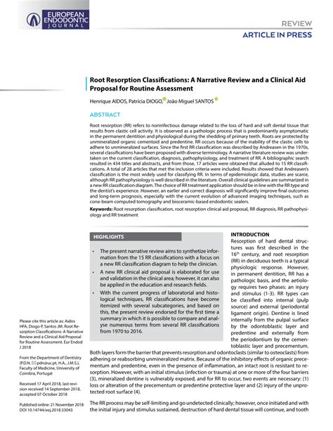 Pdf Root Resorption Classifications A Narrative Review And A