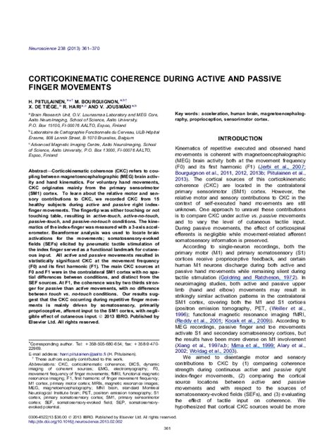 Pdf Corticokinematic Coherence During Active And Passive Finger Movements