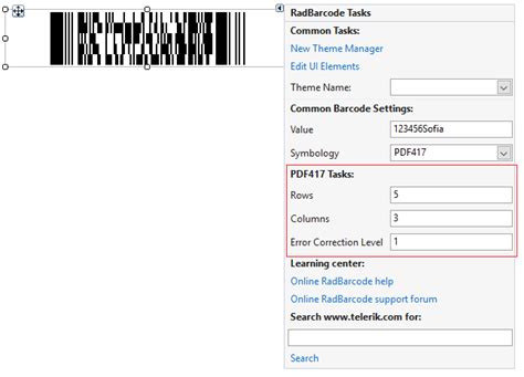 PDF Settings Barcode Telerik UI For WinForms