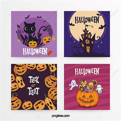 할로윈 귀여운 일러스트 만화 손으로 그린 인사말 카드 설정 그림 템플릿 Psd 다운로드 디자인 자료 다운로드 Cute Cartoon Drawings Halloween