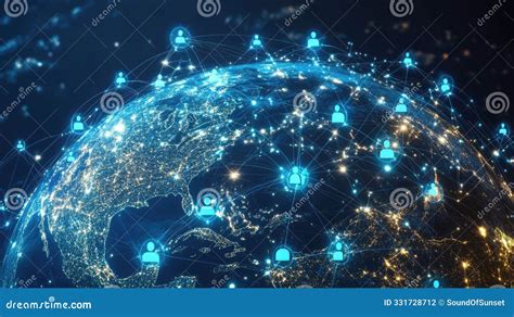 Global Social Media Network Connection People Icons On Planet Earth