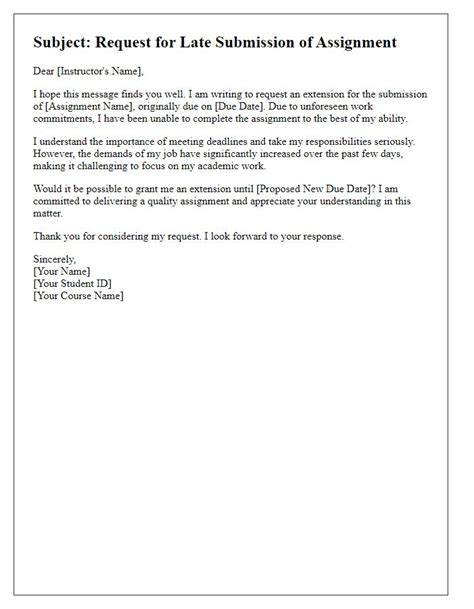 Letter Template For Requesting Late Assignment Submission Free