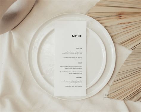 Minimalist Wedding Menu Template Chic Typography Editable Printable