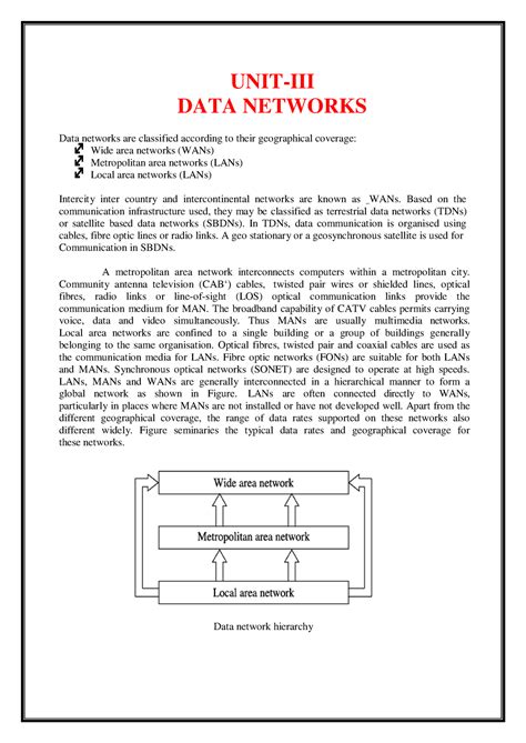 elec 463 lecture 8 unit iii data networks data networks are
