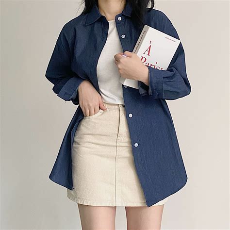 핏엔 청 데님 셔츠 남방 2color 난방 연청 진청 가을 간절기 긴팔 오버핏
