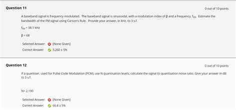 Solved A Baseband Signal Is Frequency Modulated The