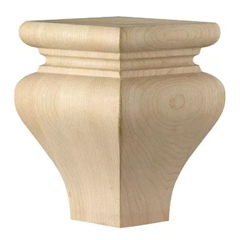 Greco Roman Square Tulip Bun Foot In Alder Wood Wooden Tulip Carving