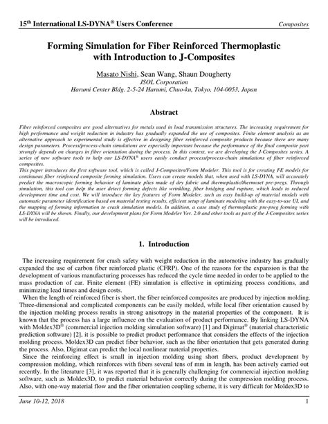 Pdf Forming Simulation For Fiber Reinforced Thermoplastic With Introduction To J Composites
