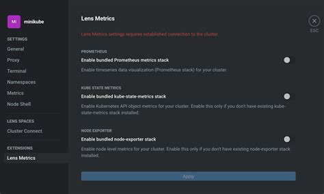 Unable To Switch On Metrics In Connected Cluster Issue Lensapp Lens GitHub