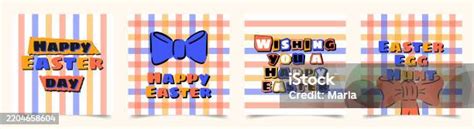 낙서 스타일의 미니멀한 인사말 카드 세트 비문이 새겨진 광장 부활절 포스터 배너 게시물 광고에 대한 벡터 템플릿 검은색에 대한 스톡 벡터 아트 및 기타 이미지 Istock
