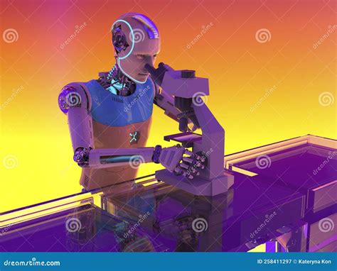 Humanoid Robot Working In A Diagnostic Laboratory Stock Illustration