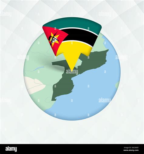 mozambique map highlighted with flag marker flag pointer on geographic