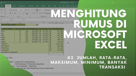 Sum Average Max Min And Count Menghitung Rumus Di Excel Youtube