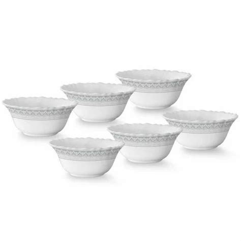 White Glass Borosil Larah Opalware Candy Bowl Set Of 6pc Assorted For