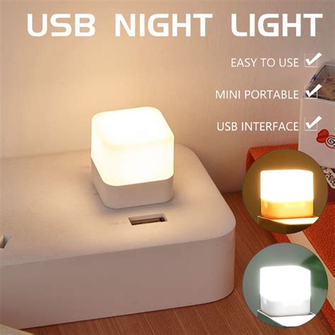 USB Plug LED Round Small Night Light Computer Mobile Power Charging Book Lamp Portable Eye