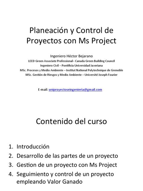 Planeación Y Control De Proyectos Mediante El Uso De Ms Project 2019