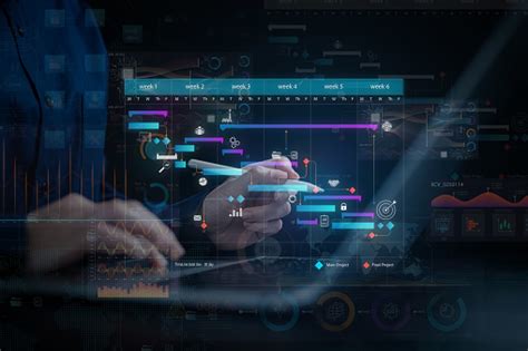 홀로그램 가상 화면 기술에 의한 노트북 화면 아이콘의 비즈니스 분석 차트입니다 작업 일정의 모니터 화면 0명에 대한 스톡 사진 및 기타 이미지 Istock