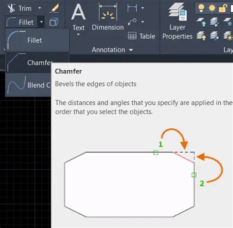 Chamfer How To Use Fillet And Chamfer Command In Autocad