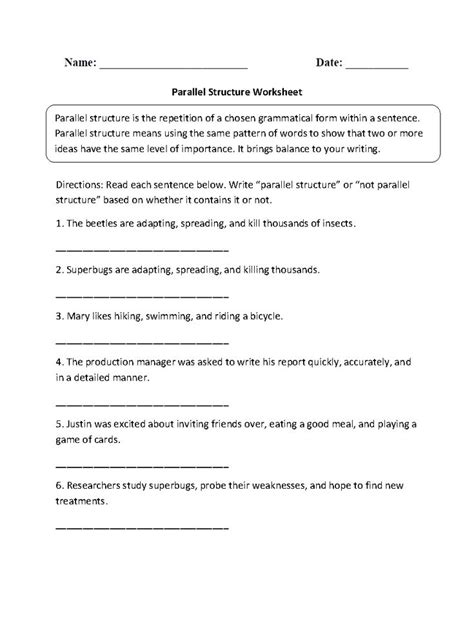 Parallel Structure Worksheets