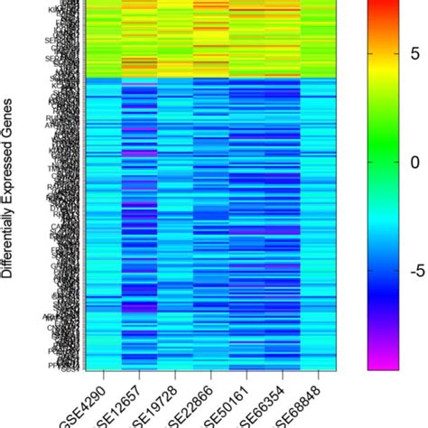 Gene Expression Heatmap Of All 209 Degs In Seven Different Geo Datasets