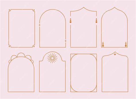 Premium Vector Set Of Groovy Curve Frame On Checkered Background