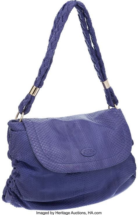 Tods Purple Python Softy Shoulder Bag Excellent Condition 16 Lot