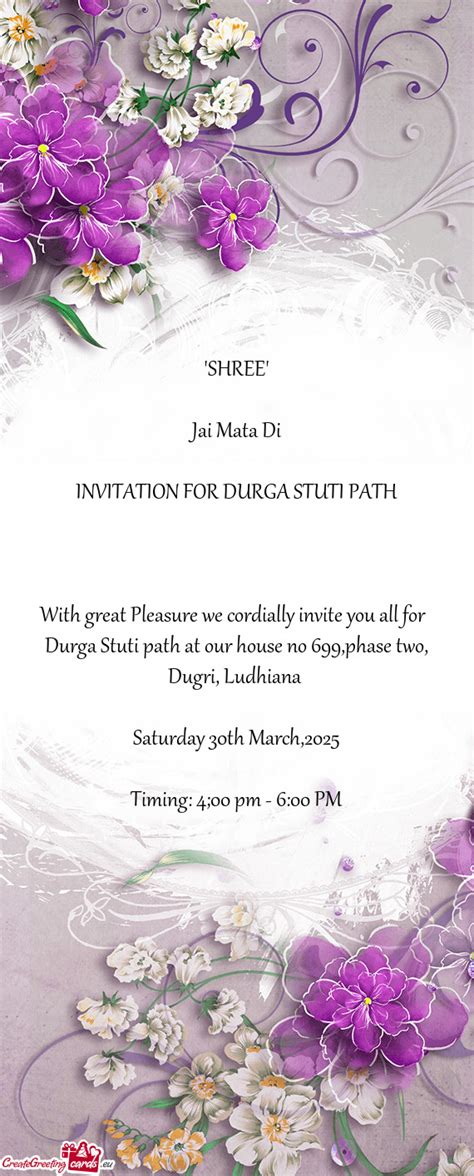 Durga Stuti Path At Our House No 699phase Two Dugri Ludhiana Free Cards