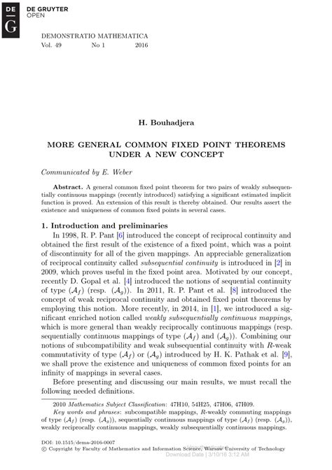 Pdf More General Common Fixed Point Theorems Under A New Concept