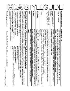 MLA Works Cited Style Guide By Think Lab Literacy TPT
